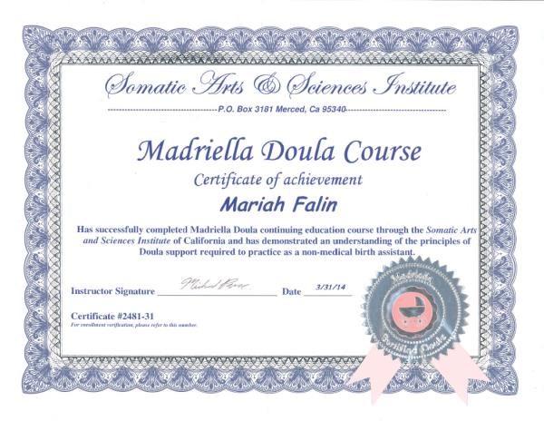 Mariah Falin, CD(PALS), PPD, PES Birth and Postpartum Doula Profile