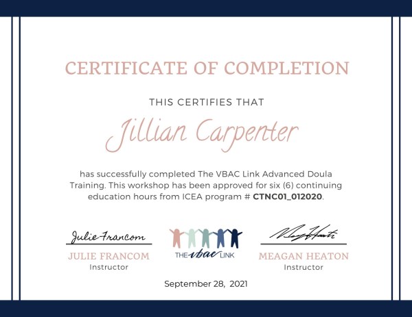 Jillian Carpenter | Birth Doula (CPE) | BRM Pro ™ Birth Doula Profile