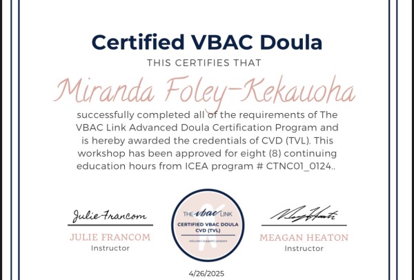 Miranda Foley-kekauoha Birth Doula Profile