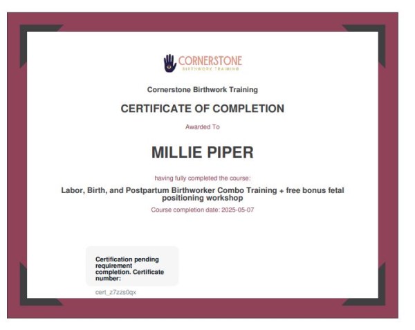 Millie Piper (she/her) Birth and Postpartum Doula Profile